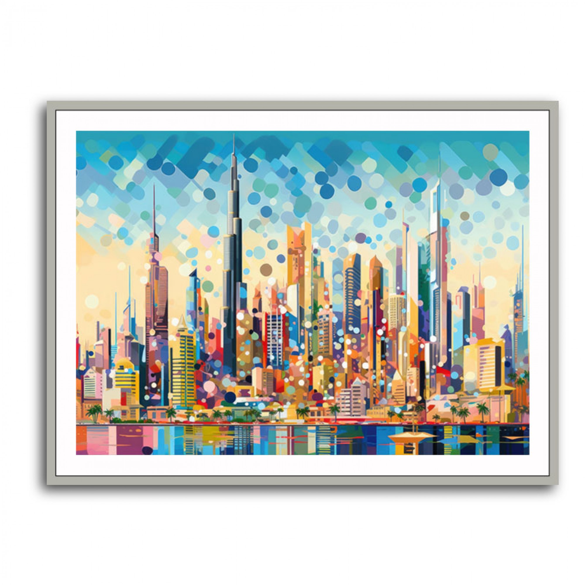 Abstract Skyline Of Dubai in a Hockney Style Wall Art